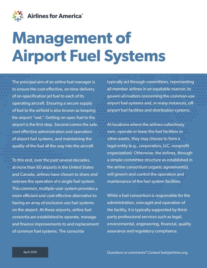 Management of Airport Fuel Systems | Airlines For America